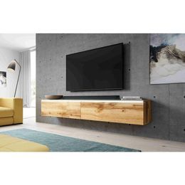 Furnix - tv Lowboard bargo Schrank 180 cm modern Design ohne led Eiche Wotan-Wotan - Wotan