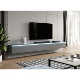 TV-Kommode bargo 300 cm (3x100cm) TV-Schrank mit LED-Beleuchtung Anthrazit - Furnix