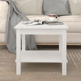 MAISONCHIC Couchtisch,Beistelltisch,Sofatisch,Kaffeetisch Weiß 50x50x45 cm Massivholz Kiefer -56712