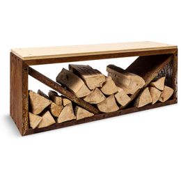 Kindlewood l Rust Holzspeicher Sitzbank 104x40x35cm Bambus Zink - Rost - Blumfeldt