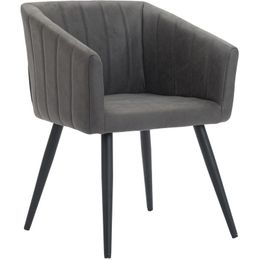 Esszimmerstuhl aus Stoff (Samt) Farbauswahl Retro Design Stuhl mit Rückenlehne Sessel Metallbeine Duhome 8065/Dunkelgrau, Lederoptik/DH0415