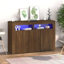 MAISONCHIC - Sideboard mit LED-Beleuchtung, Kommode, Küchenschrank, Beistellschrank, Anrichte für Wohnzimmer Braun Eichen-Optik 115,5x30x75 cm