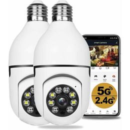 2 stücke 360-Grad-Überwachungskameras Wireless Outdoor, WiFi-Glühbirnenkamera, 1080p Wireless-Kameras für die Sicherheit zu Hause