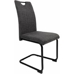 Moderne Esszimmerstühle mit Stoffbezug - gepolsterte Esstischstühle Freischwinger mit robustem Metallgestell, Grau, 1 St.