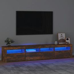 Bonnevie - Moderne TV-Möbel, TV-Lowboard mit LED-Leuchten, TV-Schrank für das Wohnzimmer Räuchereiche 210x35x40 cm -FV85878 - Braun