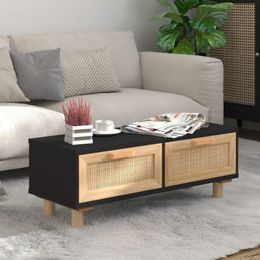 Couchtisch, Beistelltisch, Wohnzimmertisch Schwarz 80x40x30 cm Holzwerkstoff Massivholz Kiefer MKW66405 MAISONCHIC