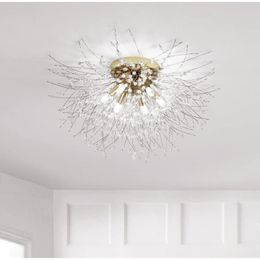 Aiskdan - Luxuriöser Nordic Kristall-Deckenleuchter, Moderner Pusteblumen-Lüster für Schlafzimmer, Wohnzimmer, Esszimmer - Gold - 6 G9-Fassungen