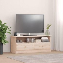 Bonnevie - Moderne TV-Möbel, TV-Lowboard TV-Schrank für das Wohnzimmer mit Schubladen alta 100x35x41 cm Massivholz Kiefer -FV78798 - Braun