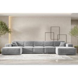 Wohnlandschaft Sofa U-Form cesina xl in Stoff Perfect Harmony Grau