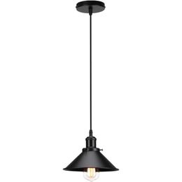 Pendelleuchte Edison Hängelampe mit Ø26cm Regenschirm Lampenschirm Eisen Art Lampe für Loft Esszimmer Wohnzimmer Alles schwarz 1PCS