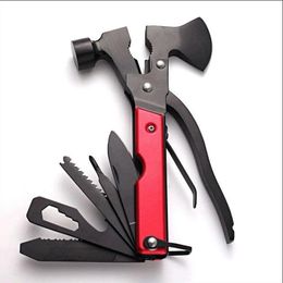 Multitool Camping Zubehör Überlebensausrüstung und Ausrüstung Mini Multitool Axt Hammer (rot) - Minkurow