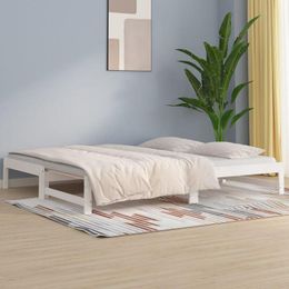 MAISONCHIC - Tagesbett Ausziehbar Doppelbett Bett für Schlafzimmer Weiß 2x(90x200) cm Massivholz Kiefer DE51263