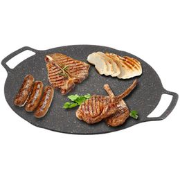 Sjlerst - Koreanische BBQ-Grillpfanne, Antihaftbeschichtet, Rauchfreie Grillplatte, Aluminiumlegierung, Herdplatte, Koreanische Grillplatte, Tragbare