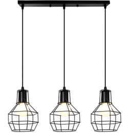 3 Lichter Industrielle E27 Hängelampe Wohnzimmer Küche Restaurant Eisenkunst Rund Pendelleuchte Beleuchtung