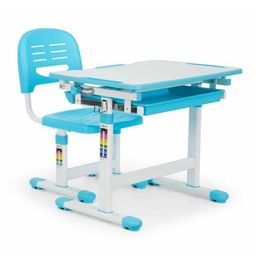 Tommi Kinderschreibtisch-Set 2-tlg. Tisch Stuhl höhenverstellbar blau - Blau - ONECONCEPT