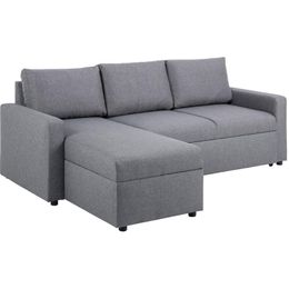 ebuy24 Sander Schlafsofa mit Ottomane, Aufbewahrung und Auszug grau.