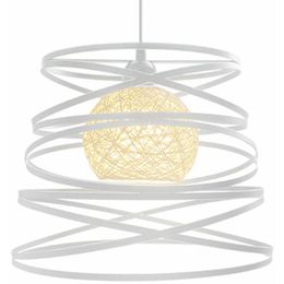 Wottes - Modern Pendelleuchte Weiß Hängelampe Spirale Design Metall Lampenschirm für Küche Flur Büros Cafés
