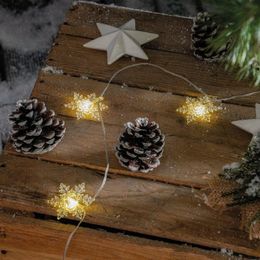 Solar Deko-Lichterkette mit 30 led Eiskristalle Schneeflocken Weihnachtsbeleuchtung Außen wetterfest lange Leuchtdauer im Winter Esotec 102577