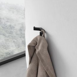 KEUCO Handtuchhaken edition 11 Black Selection doppelt aus Metall, schwarz-matt, eckig, für Badezimmer, mit zwei Haken für Handtücher und Bademäntel,