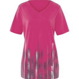 Damen Longshirt mit V-Ausschnitt fuchsia, Gr&ouml;&szlig;e 54