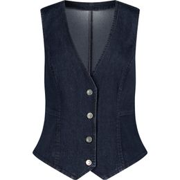 Damen Jeansweste mit spitz zulaufendem Saum vorne dark blue, Gr&ouml;&szlig;e 52