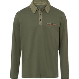 Herren Langarm-Poloshirt khaki, Gr&ouml;&szlig;e 48/50