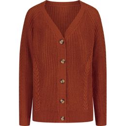 CR&Eacute;ATION L Damen Strickjacke mit Zopfmuster rostrot Gr&ouml;&szlig;e 38