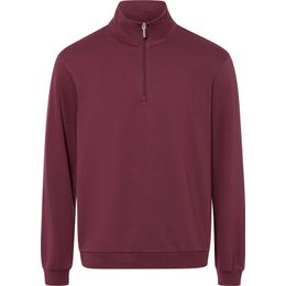 Herren Sweatshirt mit Troyerkragen bordeaux, Gr&ouml;&szlig;e 44/46