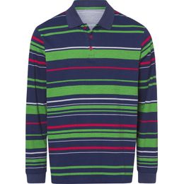 Herren Langarm-Poloshirt marine-apfel-geringelt, Gr&ouml;&szlig;e 56/58