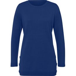 Damen Longpullover mit Seitenschlitzen royalblau, Gr&ouml;&szlig;e 48