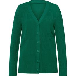 Damen Strickjacke mit V-Ausschnitt gr&uuml;n, Gr&ouml;&szlig;e 42