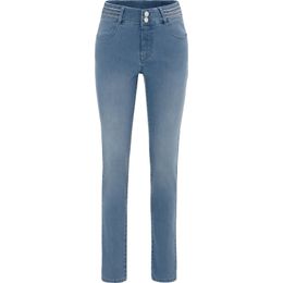 Damen Jeans mit verziertem Bund blue-bleached, Größe 20
