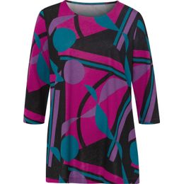 Damen Longshirt mit Grafik-Druck schwarz-magenta-bedruckt, Gr&ouml;&szlig;e 54