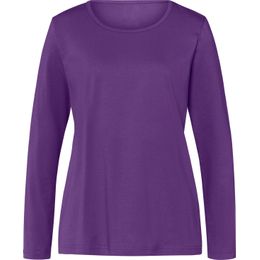 Damen Langarmshirt in reiner Baumwolle lila, Gr&ouml;&szlig;e 54