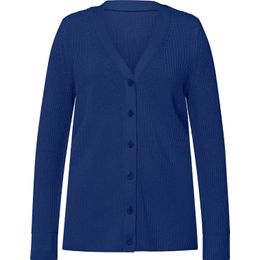 Damen Strickjacke mit V-Ausschnitt royalblau, Gr&ouml;&szlig;e 52