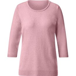 CR&Eacute;ATION L Damen Boucl&eacute;-Pullover mit 3/4-&Auml;rmeln ros&eacute; Gr&ouml;&szlig;e 40