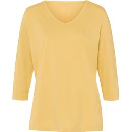 Damen 3/4-Arm-Shirt mit V-Ausschnitt gelb, Gr&ouml;&szlig;e 44