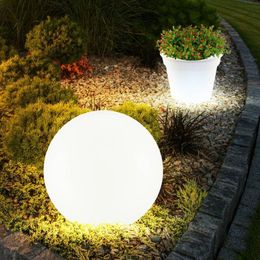 etc-shop - Gartendeko Solarlampe Blumentopf beleuchtet warmweiß Kugellampe, Kunststoff weiß, 2er Set