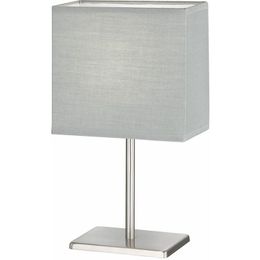 etc-shop Tischleuchten Wohnzimmer Nachttischlampe Leselampe Tischlampe eckiger Schirm, Chintz grau Metall nickel-matt, 1x E14, LxBxH 17x10x30 cm