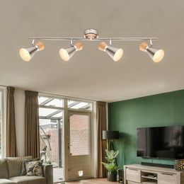 etc-shop Chrom Decken Lampe Balken Strahler Wohn Arbeits Zimmer Holz Spot Leuchte verstellbar