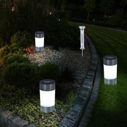 etc-shop 4x led Solar Steck Leuchten Außen Thermometer Garten Terassen Beleuchtung Erdspieß Hof Lampen