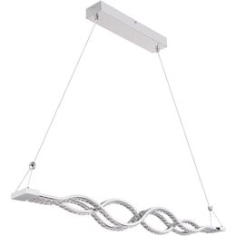 etc-shop Pendellampe Hängelampe Hängeleuchte geschwungenes Design, Glaskristalle, chrom, Fernbedienung, dimmbar, cct Schaltung, 1x led 30 Watt 2945 Lumen