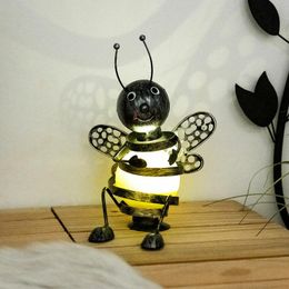 etc-shop - Solar Biene außen Biene Deko Gartenfiguren für Außen Metall, Akku schwarz gelb, 1x led 0,06 Watt, h 25 cm, Garten