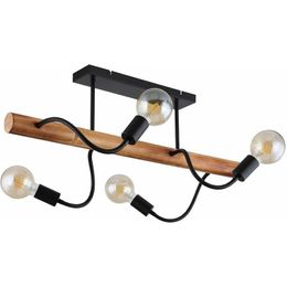 etc-shop - Deckenlampe Deckenleuchte Wohnzimmerlampe Esszimmerleuchte Schlafzimmerlampe, Metall Holz schwarz dunkelbraun, 4 Flammig Spots beweglich