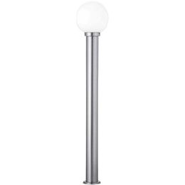 etc-shop Wegeleuchten außen Garten Kugellampe Standleuchte Terrassenlampe außen stehend IP44 Spritzwasserfest, Edelstahl silber weiß, 1x E27 Fassung, DxH