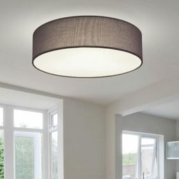 etc-shop - Deckenleuchte Stoff anthrazit Lampe Wohnzimmer Beleuchtung Deckenleuchte Schlafzimmer Modern, Textil anthrazit weiß, rund, 3x E27, DxH