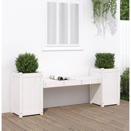 Prolenta Premium - Gartenbank mit Pflanzkübeln Weiß 180x36x63 cm - Weiß