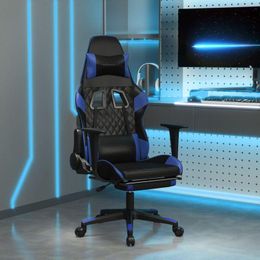 Gaming-Stuhl Bürodrehstuhl mit Massage & Fußstütze - Schreibtischstuhl ergonomischer Schwarz & Blau Kunstleder BV932857 Bonnevie