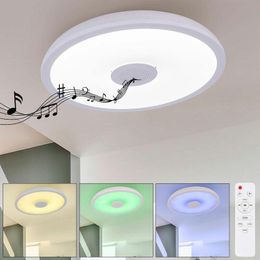 etc-shop - rgb led Deckenleuchte Fernbedienung Deckenlampe Küche led Lautsprecher Leuchte warm-kaltweiß , mit Farbewechsel dimmbar, 1x 18W 1100lm