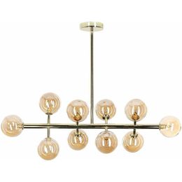 Beliani Hängeleuchte mit 10 goldfarbenen Stahllampen Wohnzimmer Esszimmer modern minimalistisch - Gold